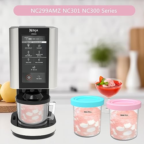 XOOBIU Extras Containers 16oz, Replacement for Ninja Creami Pints And Lids, Compatible with NC301 NC300 Series, BPA Free & Dishwasher Safe Leak Proof (Pink/Blue)