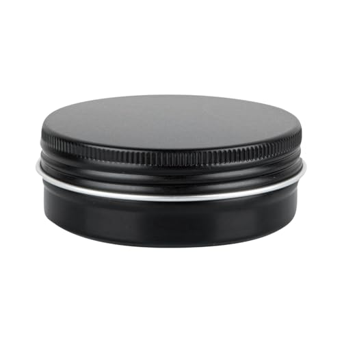 Restaurantware RW Base 2 Ounce Tin Storage Boxes 10 Round Tin Boxes With Lids - Durable Screwable Lids Black Aluminum Storage Containers Customizable Fits Mints Pills Or Herbs