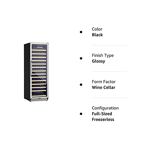 ROVRAk Advanced 24 inch Wine Cooler Refrigerator, 154 Bottle Large Capacity Frost Free Wine Fridge, Fashion Arc Handle with Digital Temperature Control Screen…