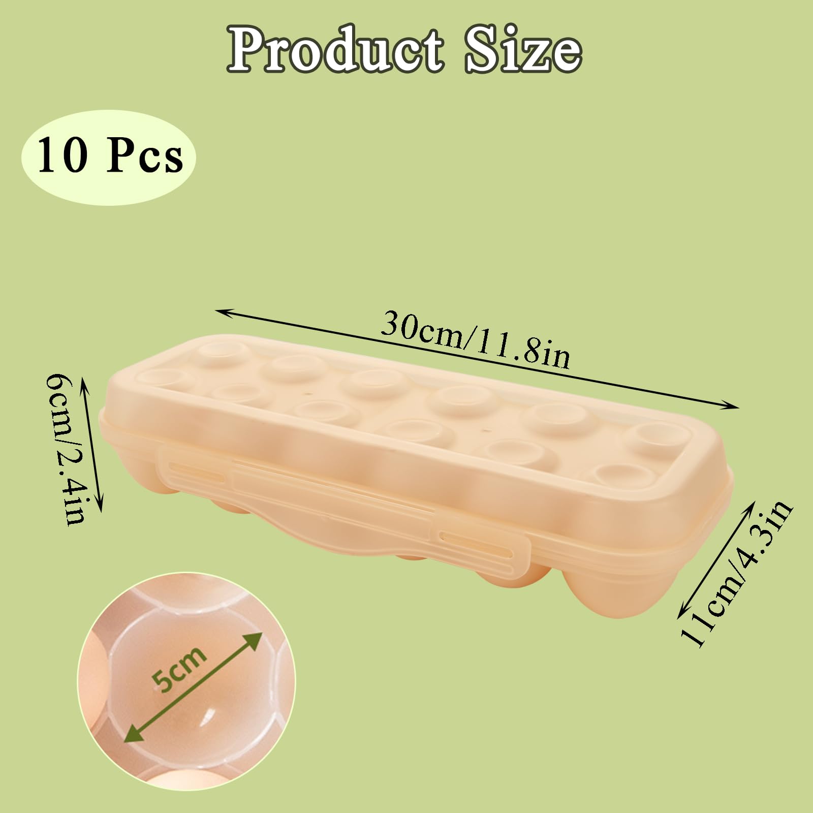 CYEAH 12 Grids Egg Holders, Reusable Egg Cartons Tray Egg Containers with Lid for Refrigerator, Large Capacity Egg Organizer Box for Home Kitchen Outdoor Picnic Hiking Storage, Set of 10