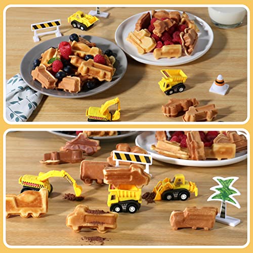 Mini Waffle Maker with Removable Plates, Cars and Trucks Shape Waffle Maker with Non-Stick Waffle Iron Family Breakfast Maker Unique Easter Gifts for Kids