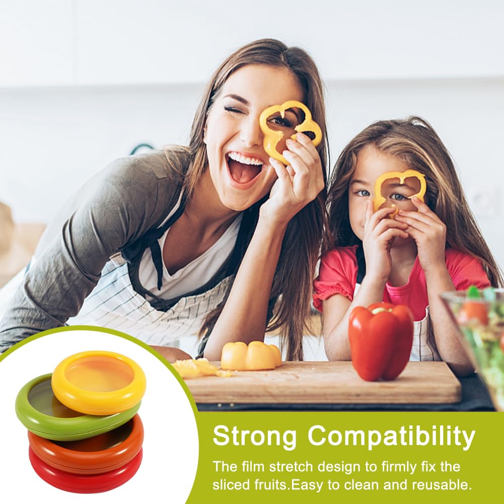 4 PCS Avocado Saver Tomato Holder, Fresh Stretch Pod Lemon Tomato Saver and Storage Keeper Reusable Storage Containers for Fridge Ideal for Apples, Garlic(as shown)