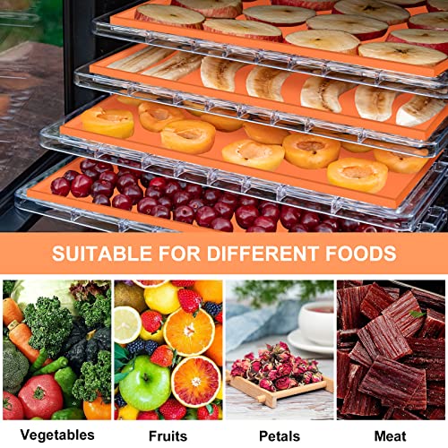 Silicone Dehydrator Sheets Kit with Kitchen Silicone Pot, 6PCS Fruit Roll Sheet High Temperature Reusable Silicone Tray Compatible with Cosori CP267-FD for Jerky, Fruit, Herbs, Meat, Vegetable