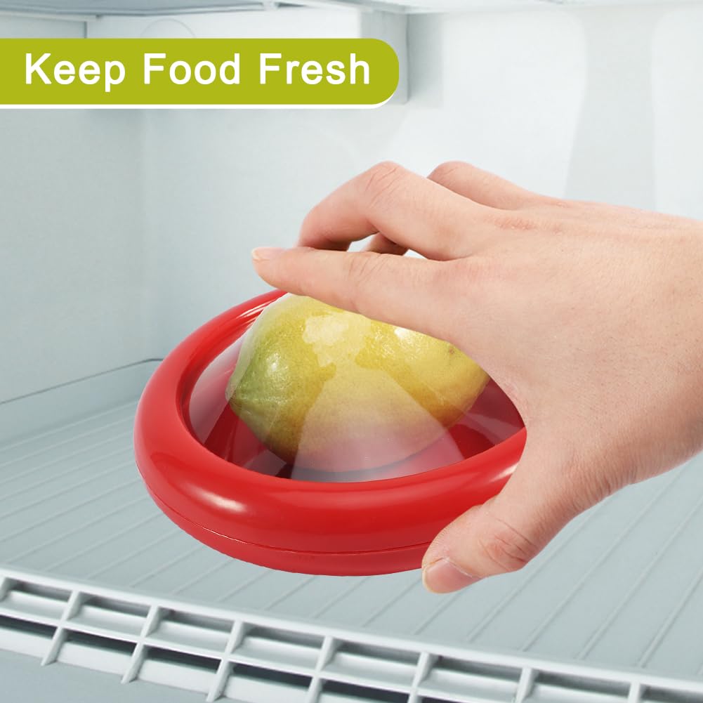 4 PCS Avocado Saver Tomato Holder, Fresh Stretch Pod Lemon Tomato Saver and Storage Keeper Reusable Storage Containers for Fridge Ideal for Apples, Garlic(as shown)