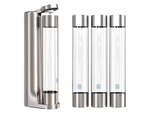 Fizzpod Sparkling Water Maker Soda Maker Infused Fruits Soda Streaming Machine for Carbonating with 1L Carbonating Bottle, Seltzer Fizzy Water Maker, Includes 3 x 1l Carbonating Bottle Compatible with 60L CO2 Carbonator