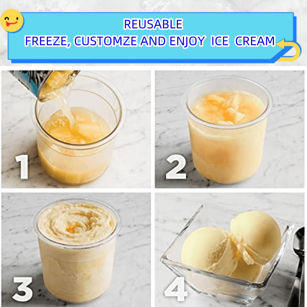 Generic Fit For ninja creami pints and lids - 4 pack Pot Compatible with NC501 NC500 Series 11-in-1 Creamer Ice Cream Maker Machine 4 Pack 24OZ NC501 Ninja Creami Deluxe XL Cups BPA Free