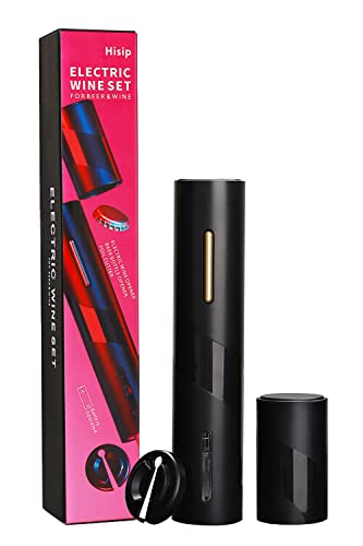 Hisip Electric Wine Opener, Battery Wine Bottle Opener Contains Beer Opener Wine Gift Set Automatic Corkscrew Electric Potable for Home Bar