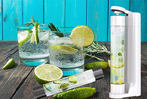Fizzpod Sparkling Water Maker Soda Maker Infused Fruits Soda Streaming Machine for Carbonating with 1L Carbonating Bottle, Seltzer Fizzy Water Maker, Includes 3 x 1l Carbonating Bottle Compatible with 60L CO2 Carbonator