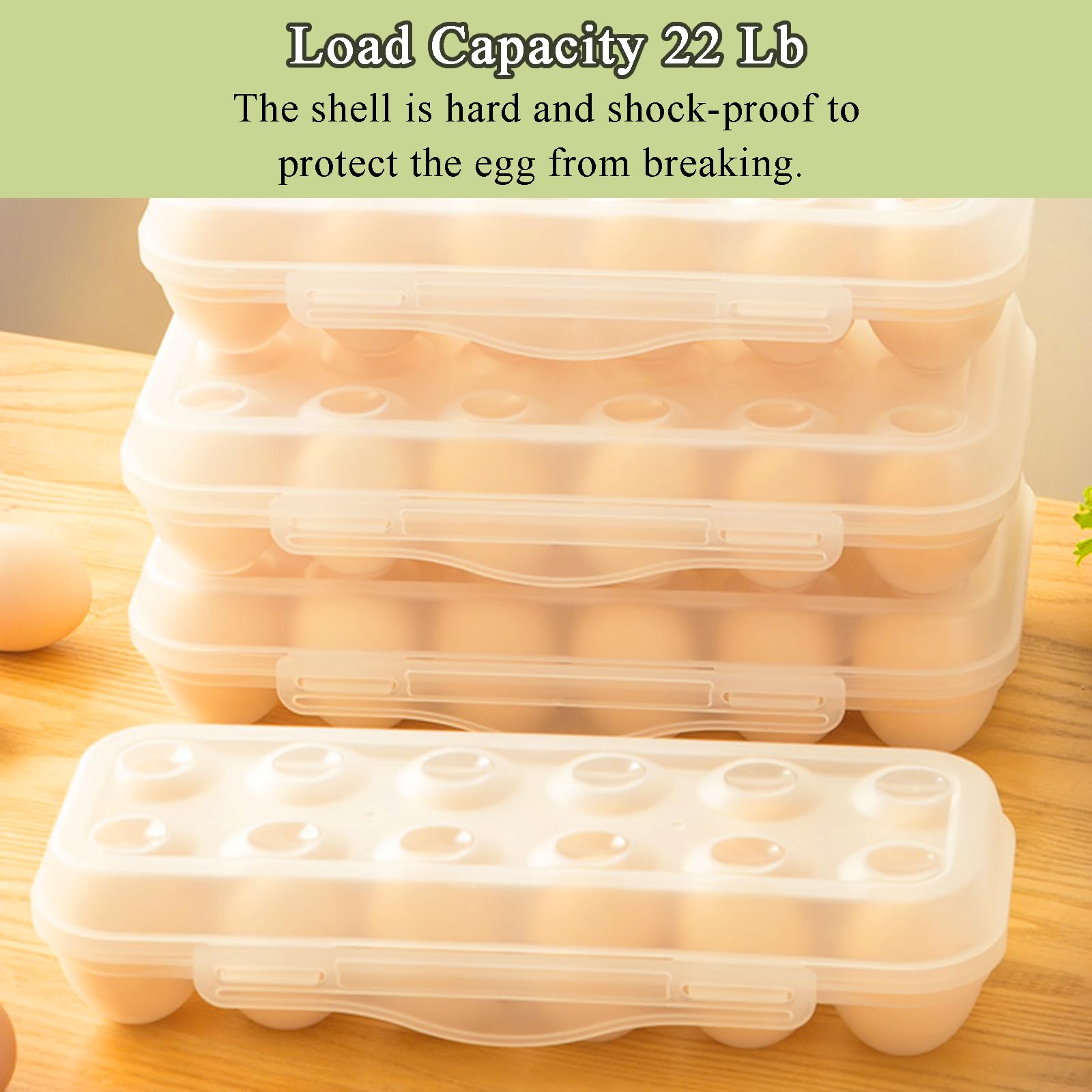 CYEAH 12 Grids Egg Holders, Reusable Egg Cartons Tray Egg Containers with Lid for Refrigerator, Large Capacity Egg Organizer Box for Home Kitchen Outdoor Picnic Hiking Storage, Set of 10
