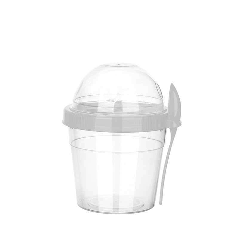 EYNEL 4 Pack 17 oz Small Breakfast On The Go Yogurt Parfait Cups, Reusable Plastic Containers with Lids and Spoons, Perfect Jars for Overnight Oats Cereal Granola Oatmeal (4 Colors Set)