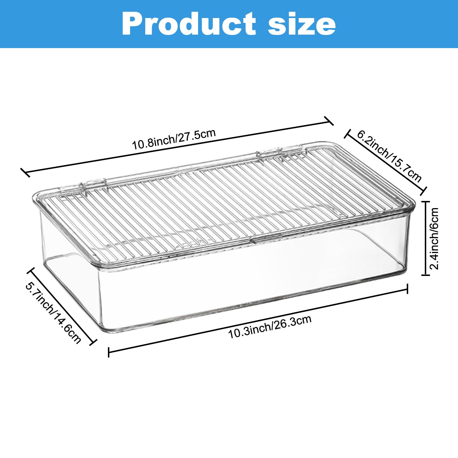 Wensdr Bacon Container with Serving Tong for refrigerator Cheese Storage Container with Lid Large Capacity Plastic Lunch Meat Container