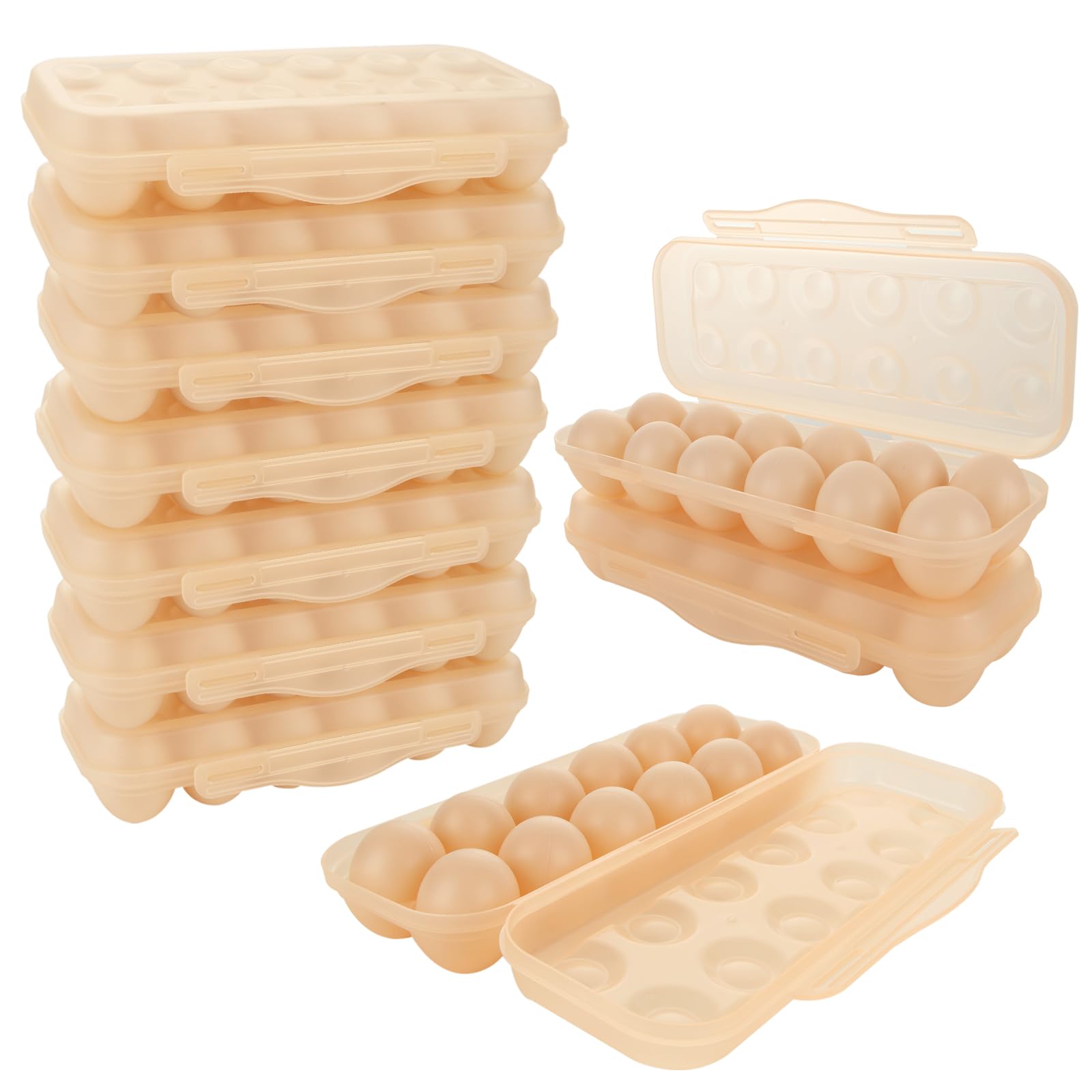CYEAH 12 Grids Egg Holders, Reusable Egg Cartons Tray Egg Containers with Lid for Refrigerator, Large Capacity Egg Organizer Box for Home Kitchen Outdoor Picnic Hiking Storage, Set of 10
