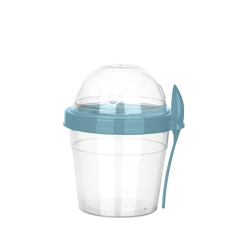 EYNEL 4 Pack 17 oz Small Breakfast On The Go Yogurt Parfait Cups, Reusable Plastic Containers with Lids and Spoons, Perfect Jars for Overnight Oats Cereal Granola Oatmeal (4 Colors Set)