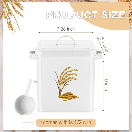 Hushee 2 Sets Metal Rice Storage Container Square Rice Container with Lid for Flour Bean Grain Cereal Pet Food(1.5 Gallon)