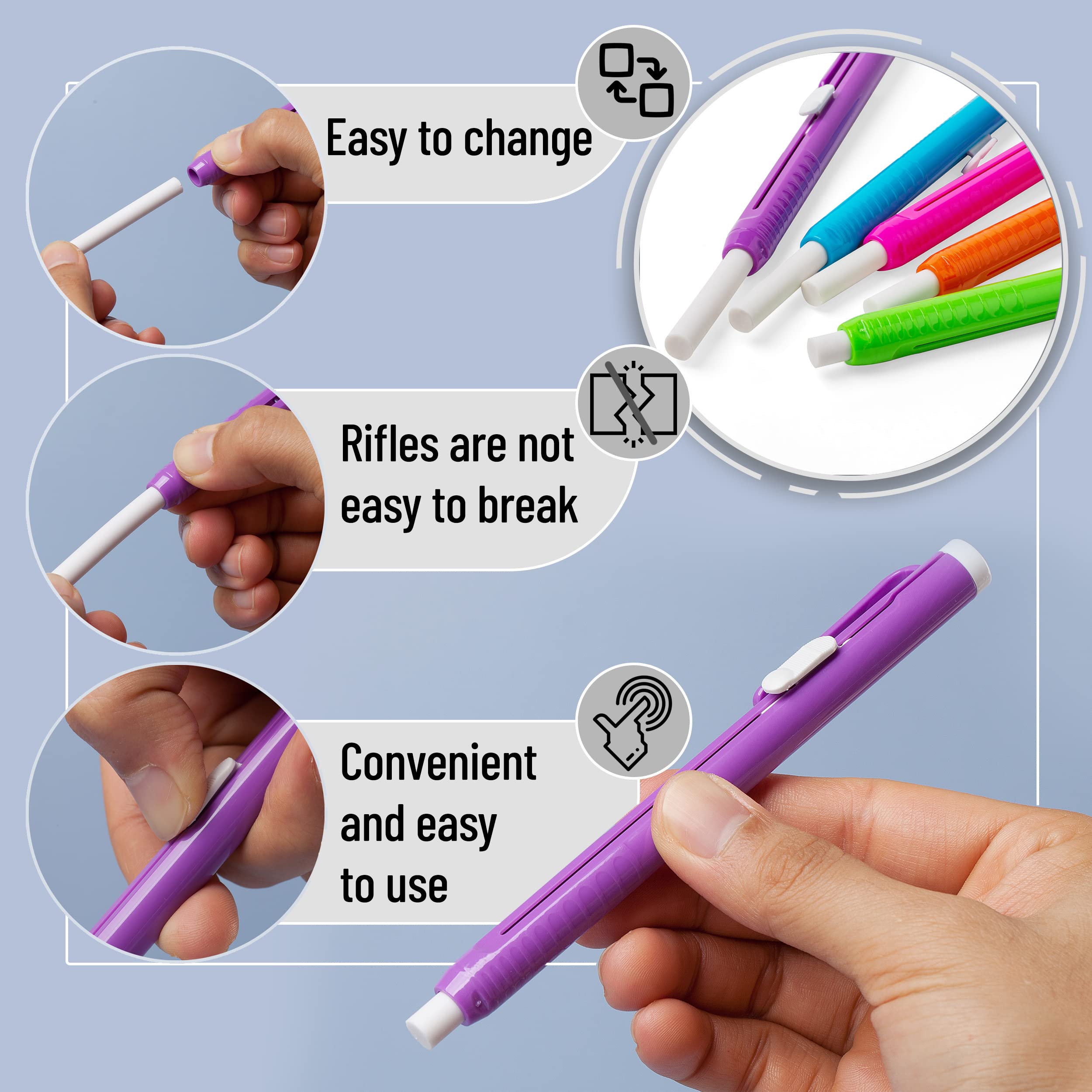 Mr. Pen Retractable Mechanical Eraser Pen, Pack of 6, Assorted Color