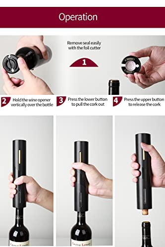 Hisip Electric Wine Opener, Battery Wine Bottle Opener Contains Beer Opener Wine Gift Set Automatic Corkscrew Electric Potable for Home Bar