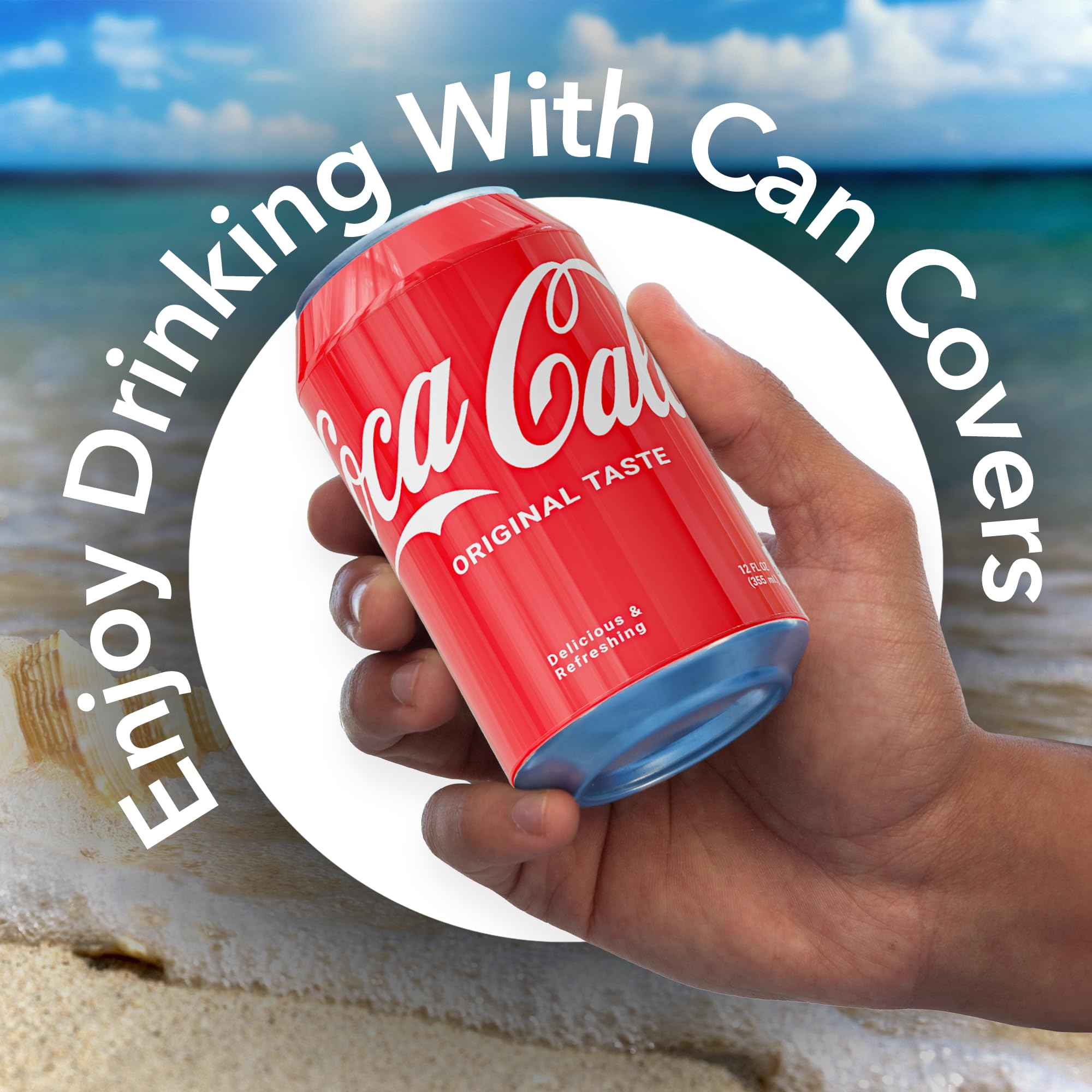 BeerSkin Skywin Silicone Can Cover Red-3 Pack 12oz (355ml), Silicone Can Sleeve, Soda Can Sleeve, Hides Can by Disguising as a Can of Soda (Horizontal)