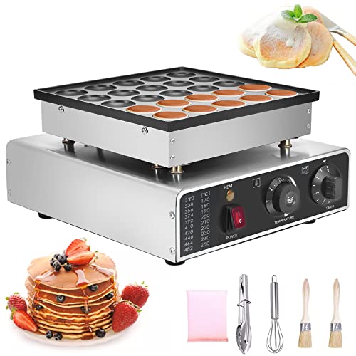 TIRGAT Dutch Pancake Maker, Non-stick Mini Pancakes Maker Machine, Stainless Steel 25-Holes 950W Muffin Maker Machine Suitable for Making Pancakes, Muffins and Waffles