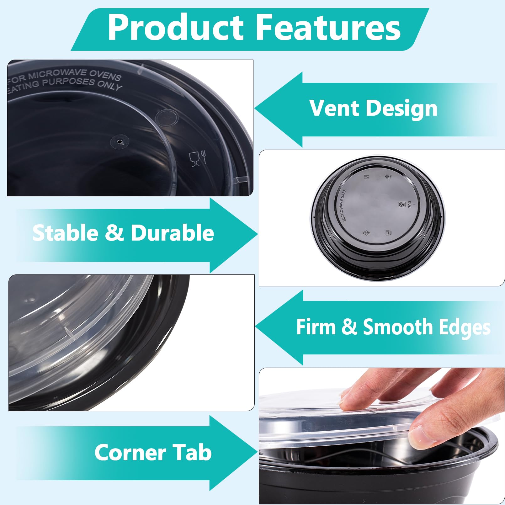 UHBYJM 50 Pack Meal Prep Container, 24 oz Round Meal Prep Food Container,Food Storage Containers with Lids,Reusable Plastic Meal Prep Bowls for Food Stackable Microwave and Freezer Safe