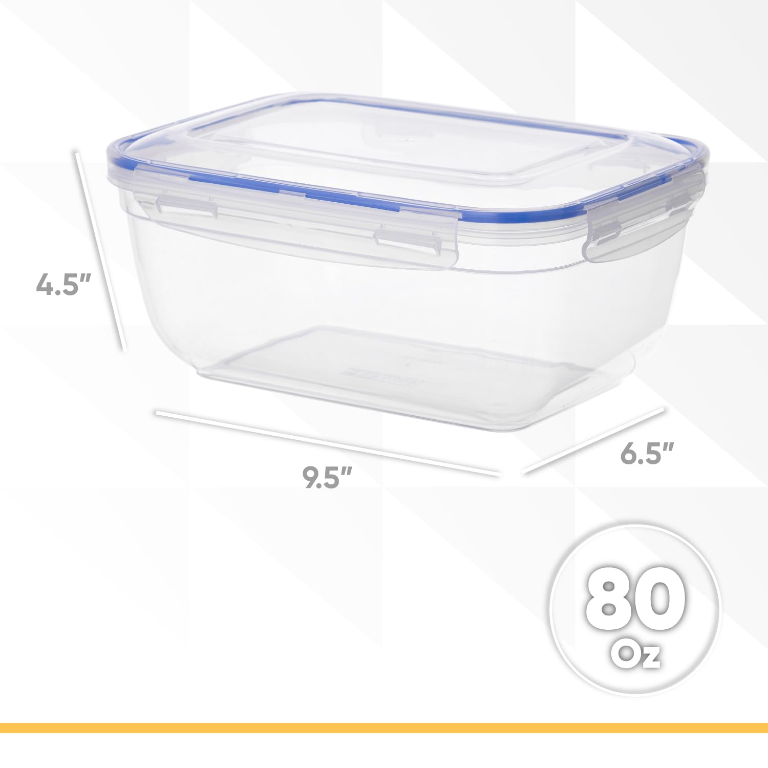 Superio Plastic Food Storage Containers with airtight Lid for Pantry, 2 Pack, Fridge- 80 Oz- BPA Free, Leakproof Sealed Container- Microwave, Dishwasher and Freezer Safe, Clear (Clear)