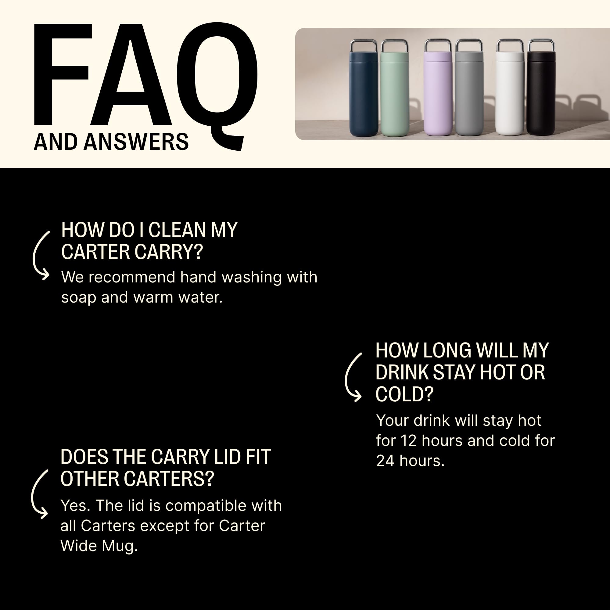 Fellow 20 oz Carter Carry Vacuum Insulated Tumbler for Water, Tea, Coffee, Smoothies, & more - Stainless Steel - Keeps Heat for 12 Hours/Stays Cold for 24 Hours-Leak-Proof Seal-Slim Width-Matte Black