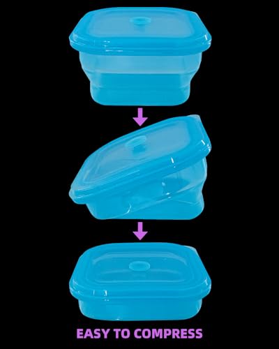 DGitaor Collapsible Silicone Food Storage Containers with BPA-Free Airtight Lids, Microwave, Dishwasher, and Freezer Safe, Stackable Foldable 4 Packs