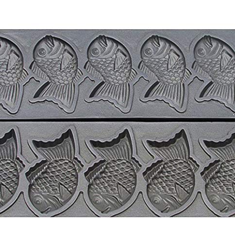 ALDKitchen Fish Shaped Taiyaki Maker | Stainless Steel Professional Taiyaki Iron with Nonstick Baking Molds | Six Fish Shaped Waffles | 110V | 3kW