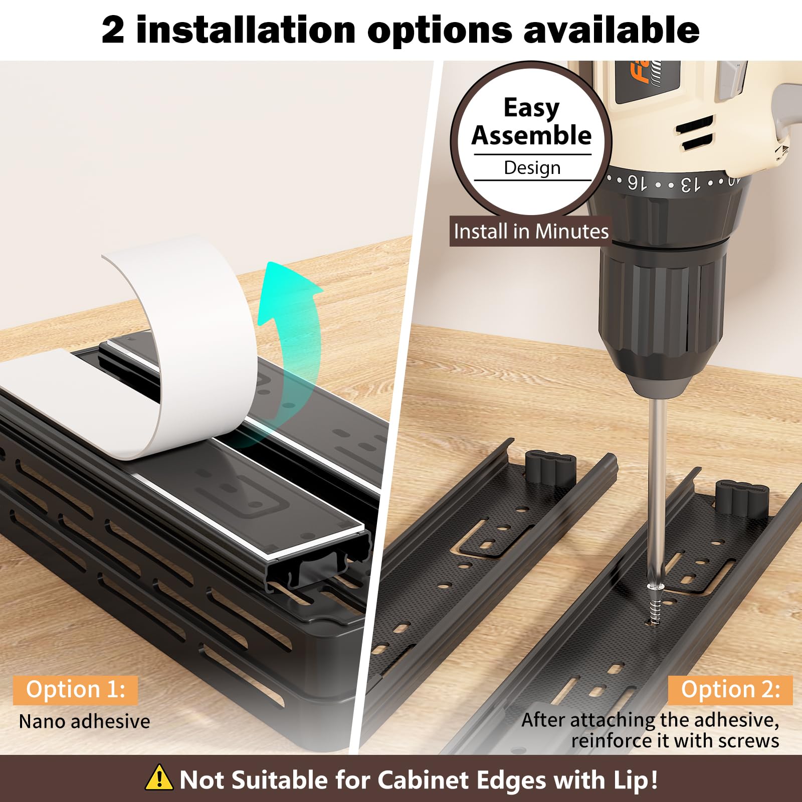 DABIGE 3 Packs Pull Out Spice Rack Organizer for Cabinet, Slide Out Spice Racks Organizer, Easy to Install Spice Cabinet Organizers, 4.33''Wx10.4''Dx8.5''H, Each Tier Hold 10 Spice Jars - 2 Tier