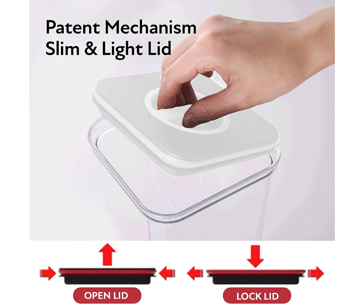 Neoflam Airtight Smart Seal Food Storage Container (Set of 3) | Crystal Clear Body, Matte Black Lid | Modular, Stackable, Nestable Design | Easy to Clean, BPA Free (Rectangle, 3,6L)