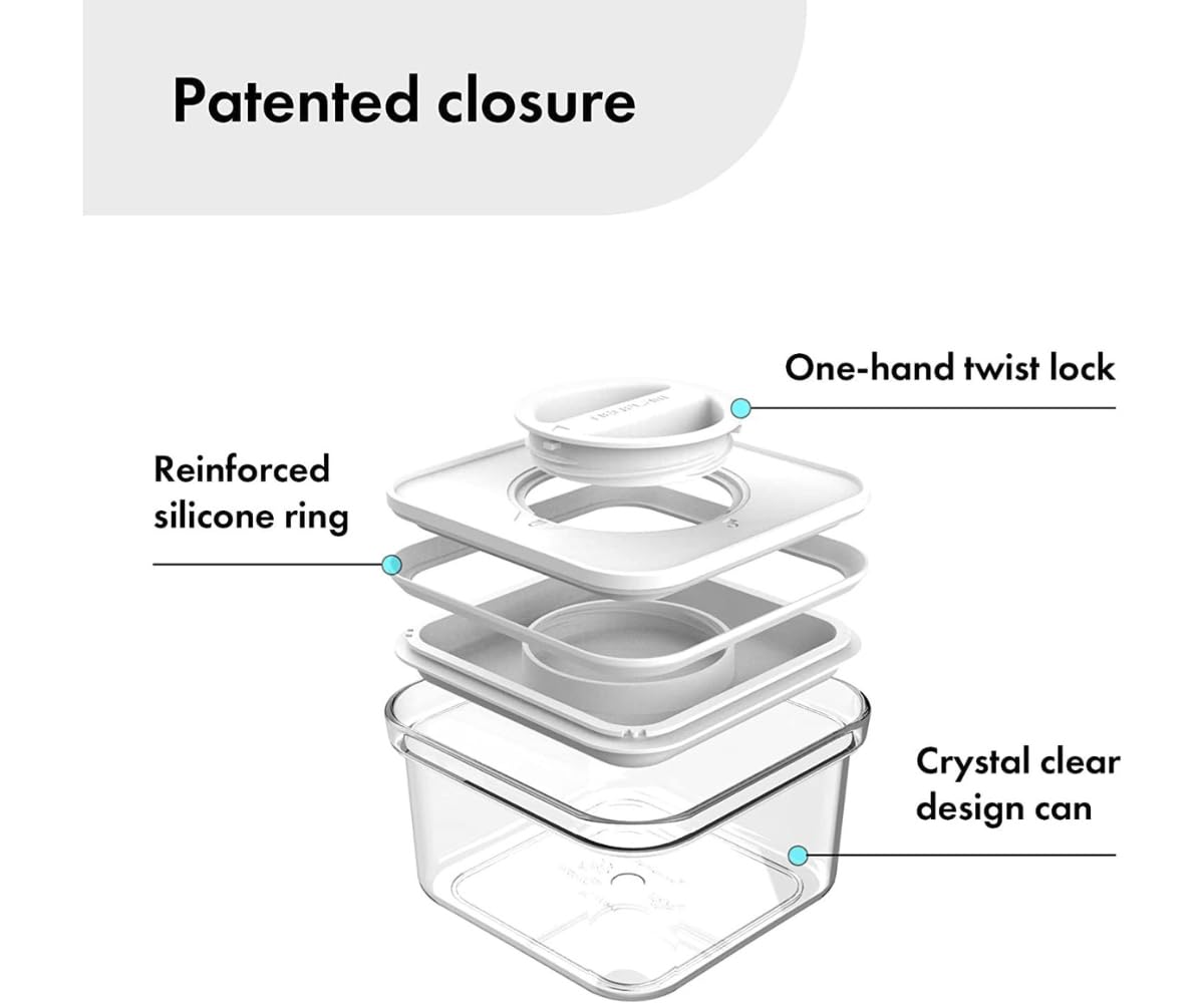 Neoflam Airtight Smart Seal Food Storage Container (Set of 3) | Crystal Clear Body, Matte Black Lid | Modular, Stackable, Nestable Design | Easy to Clean, BPA Free (Rectangle, 3,6L)