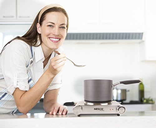 Nesco SB-01 Stainless Steel Electric Burner, 1500-watt, standard, Silver