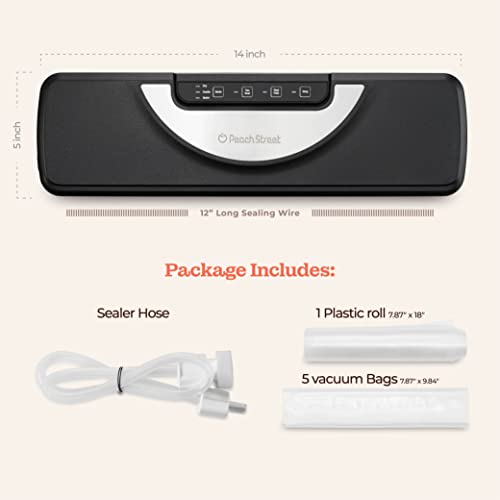 Superior Vacuum Sealer Machine, Food Sealer with Built-in Cutter with Dry, Gentle, Moist, Cycles. for Food Packing, Preservation, Sous-Vide, Starter Kit Includes 5 Bags 8x10", Roll 8x118", Sealer Hose