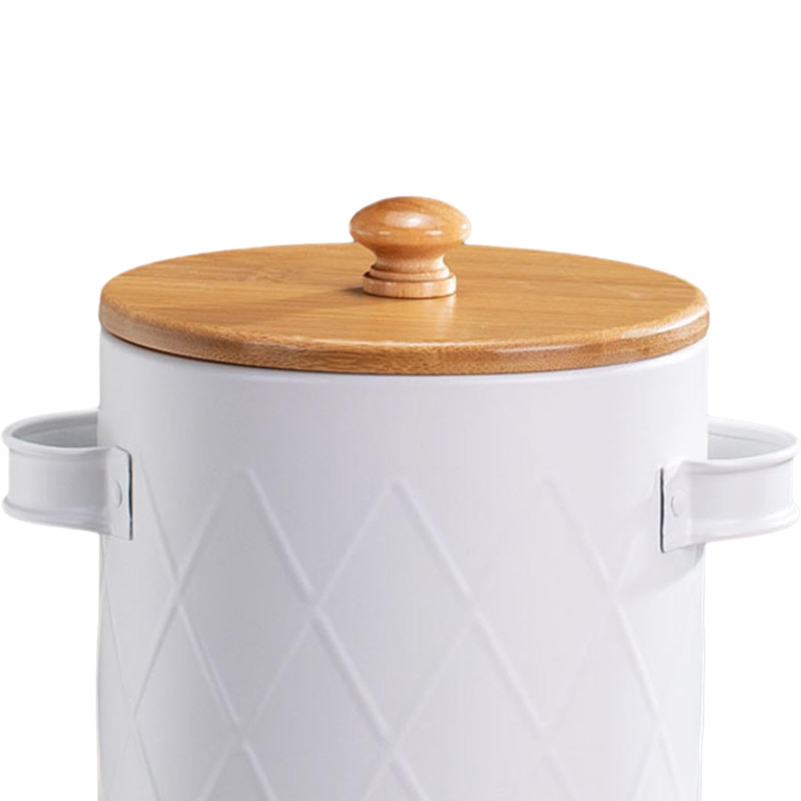 Bothyi Rustic/Farmhouse Potato Storage Canister, White Medium, Food Storage Container, Single, Ventilated & Portable, Rectangular Flip Top, 22.5cm x 22.5cm x 19.5cm