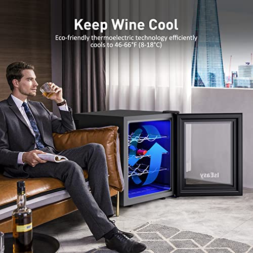 IsEasy 12 Bottle Wine Cooler, Mini Wine Cellar Adjust Temp 46°F-66°F Quiet Freestanding Wine Refrigerator Counter Top Bar Fridge for Kitchen, Home Bar, RV (UPGRADE)