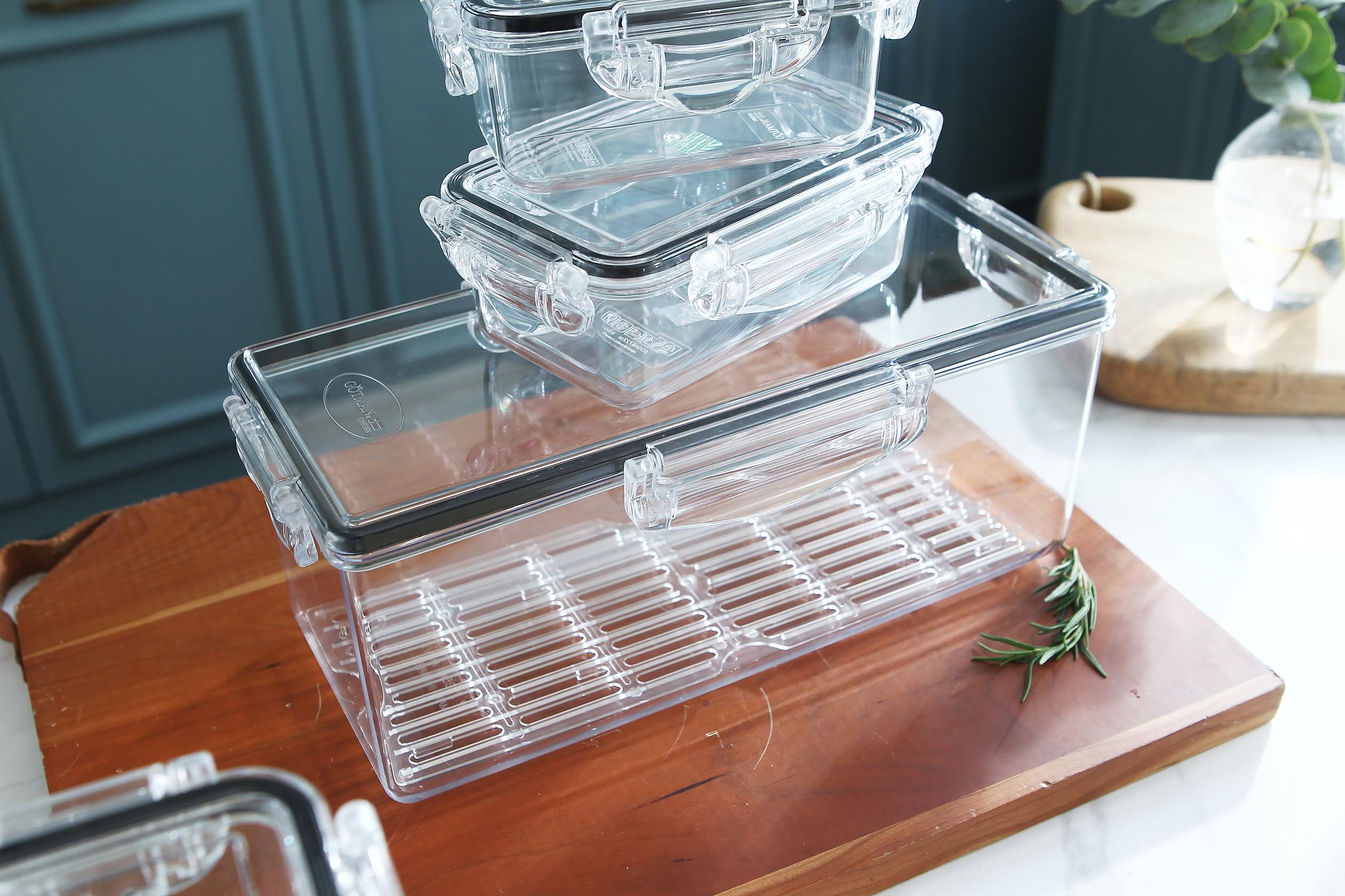 gotman Airtight Food Storage Container with Lid (111.6 oz,With Removable Drain Tray)-BPA-Free | Dishwasher, Microwave & Freezer Safe | Leak-Proof Lids | Kimchi Storage Container | Fresher Food
