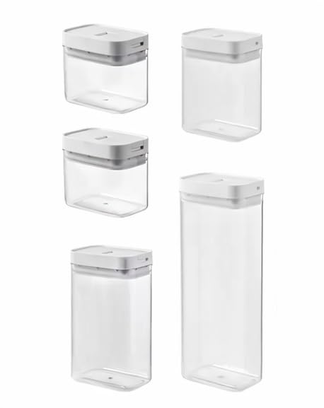 Airtight Food Storage Containers Set, 5 Pack BPA Free Plastic Cereal Containers with Easy Lock Lids, Storage Containers for Pantry Organization, Kitchen Canisters for Flour, Oats & Cereal