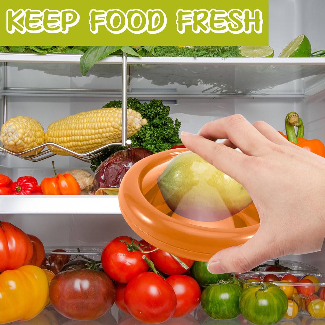 LINXIU Fruit and Vegetable Storage Containers for Fridge Avocado Saver Reusable Onion Storage Container Holder Keeper Fresh Stretch Pod 2Pcs