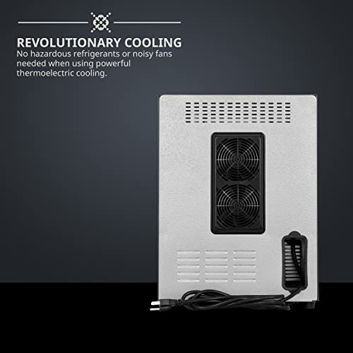 Schmécké 12 Bottle Thermoelectric Wine Cooler/Chiller - Stainless Steel - Counter Top Red & White Wine Cellar w/Digital Temperature, Freestanding Refrigerator Smoked Glass Door Quiet Operation Fridge