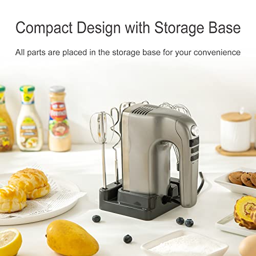 Electric Hand Mixer, Upgraded 9-Speed 400W Kitchen Handheld Mixer with Digital Screen, Hand Mixer with 6 Stainless Steel Accessories, Slow Start Electric Mixer with Turbo for Whipping Mixing Cookies, Brownies, Cakes, Dough Batters