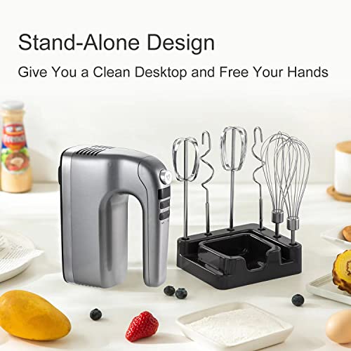 Electric Hand Mixer, Upgraded 9-Speed 400W Kitchen Handheld Mixer with Digital Screen, Hand Mixer with 6 Stainless Steel Accessories, Slow Start Electric Mixer with Turbo for Whipping Mixing Cookies, Brownies, Cakes, Dough Batters