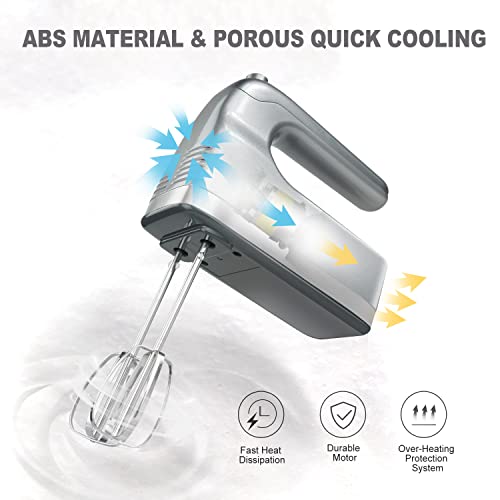 Electric Hand Mixer, Upgraded 9-Speed 400W Kitchen Handheld Mixer with Digital Screen, Hand Mixer with 6 Stainless Steel Accessories, Slow Start Electric Mixer with Turbo for Whipping Mixing Cookies, Brownies, Cakes, Dough Batters