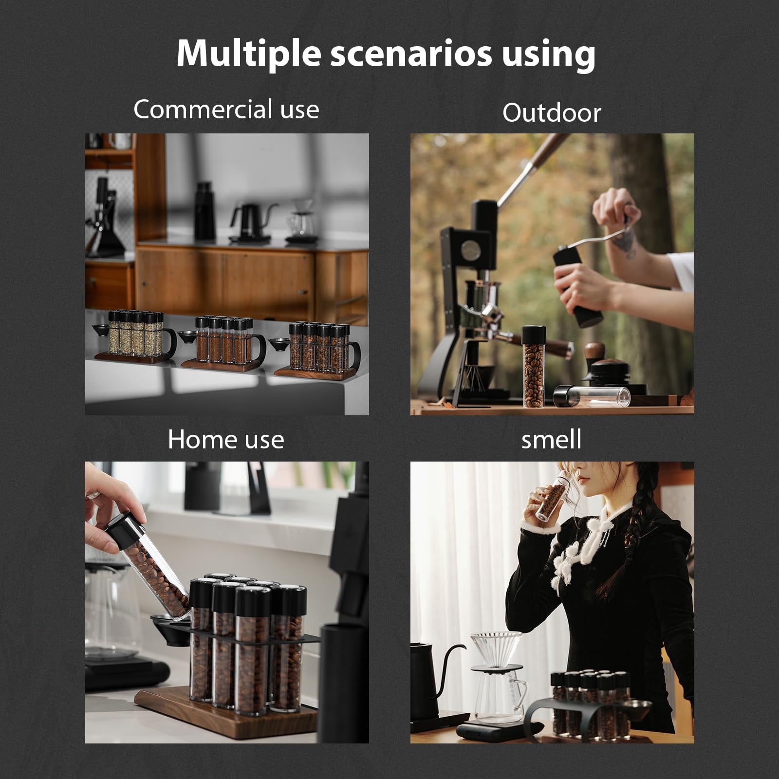 MHW-3BOMBER Coffee Bean Cellars Tubes Single Dose Coffee Bean Storage with Hopper 8 Tubes with Exhaust Valve C5152
