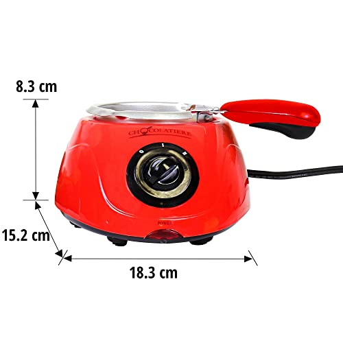 Total Chef Chocolatiere Electric Melter for Chocolate and Candy Melts, 8.8 oz (250 g), Fondue Pot, DIY Candy Maker with 32-Piece Accessory Kit for Dessert, Special Occasion, Romantic Dinner, Red