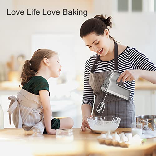 Electric Hand Mixer, Upgraded 9-Speed 400W Kitchen Handheld Mixer with Digital Screen, Hand Mixer with 6 Stainless Steel Accessories, Slow Start Electric Mixer with Turbo for Whipping Mixing Cookies, Brownies, Cakes, Dough Batters