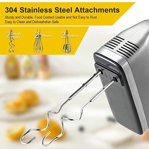 Electric Hand Mixer, Upgraded 9-Speed 400W Kitchen Handheld Mixer with Digital Screen, Hand Mixer with 6 Stainless Steel Accessories, Slow Start Electric Mixer with Turbo for Whipping Mixing Cookies, Brownies, Cakes, Dough Batters