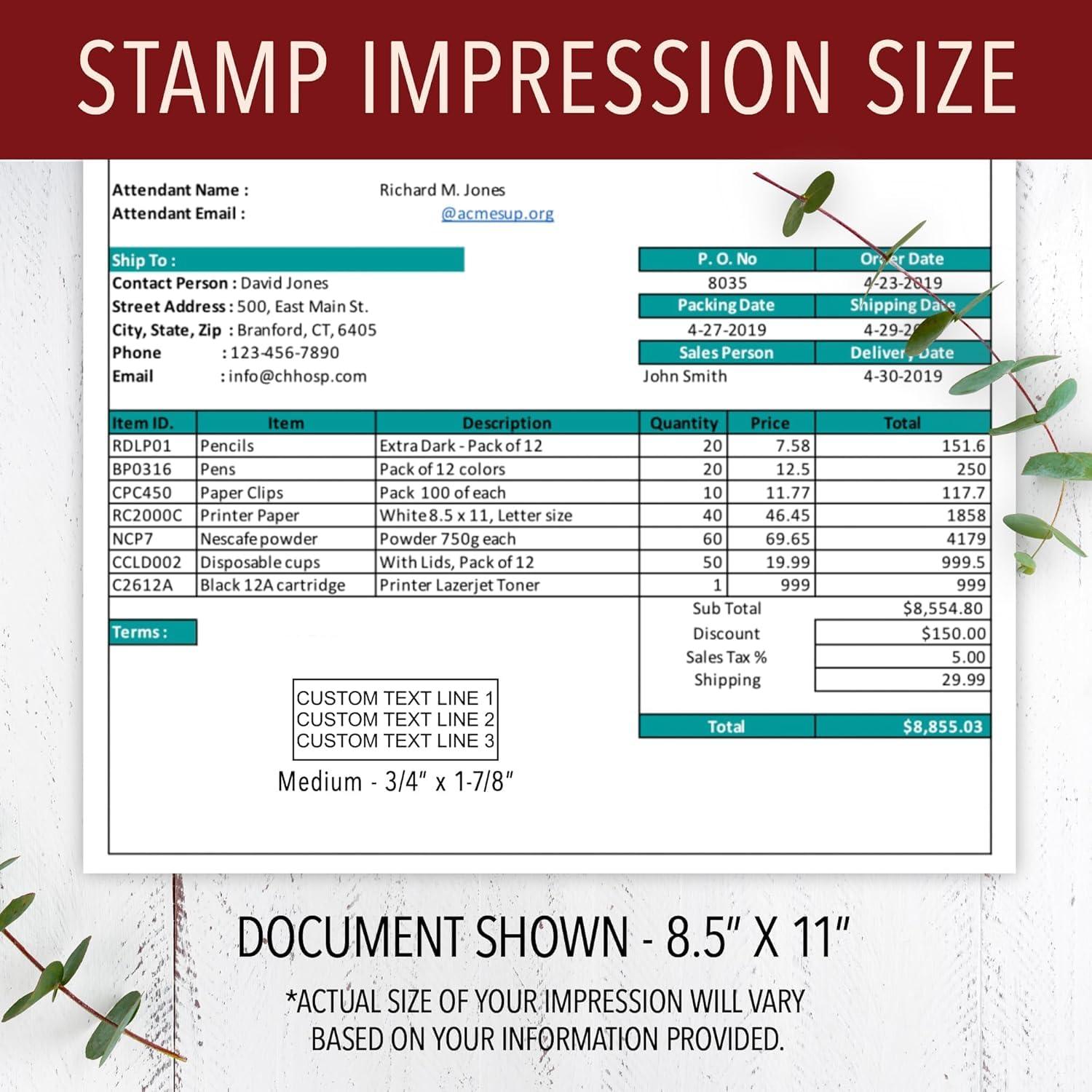 Custom Address Stamp - 5 Font Options - 3 Line Self-Inking Address Stamp - Up to 3 Lines of Customized Text | Multiple Ink Color Options