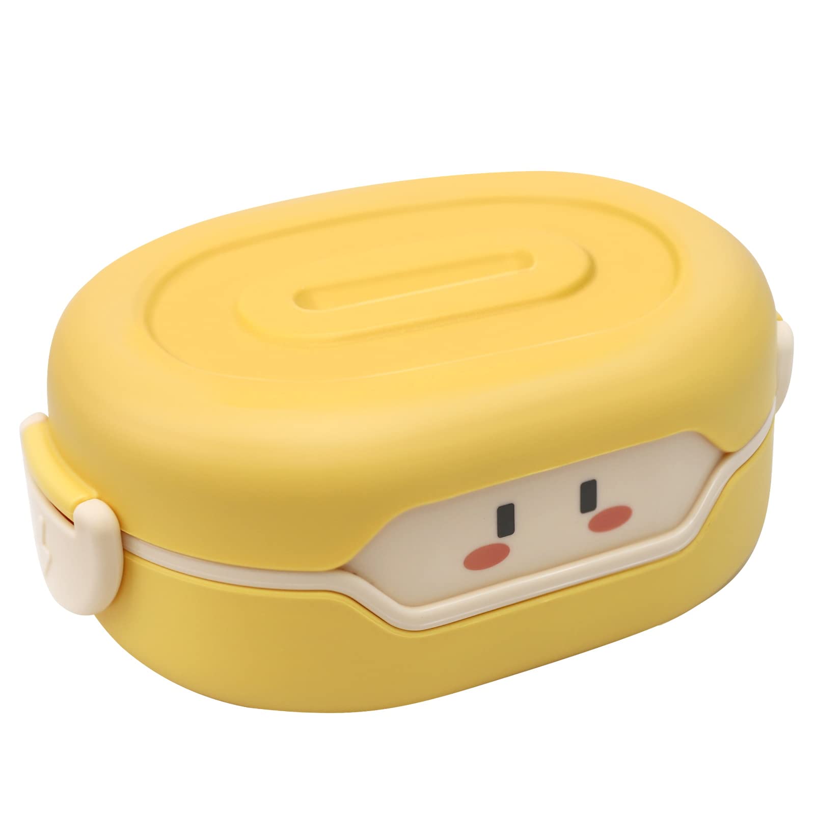 Bento Lunch Box For Kids, Leak Proof, 2 Grid Heat Insulation Design Portable Lunch Box Kids,BPA Free Bento Lunch Box, Microwave Safe Meal Prep Container (Yellow)