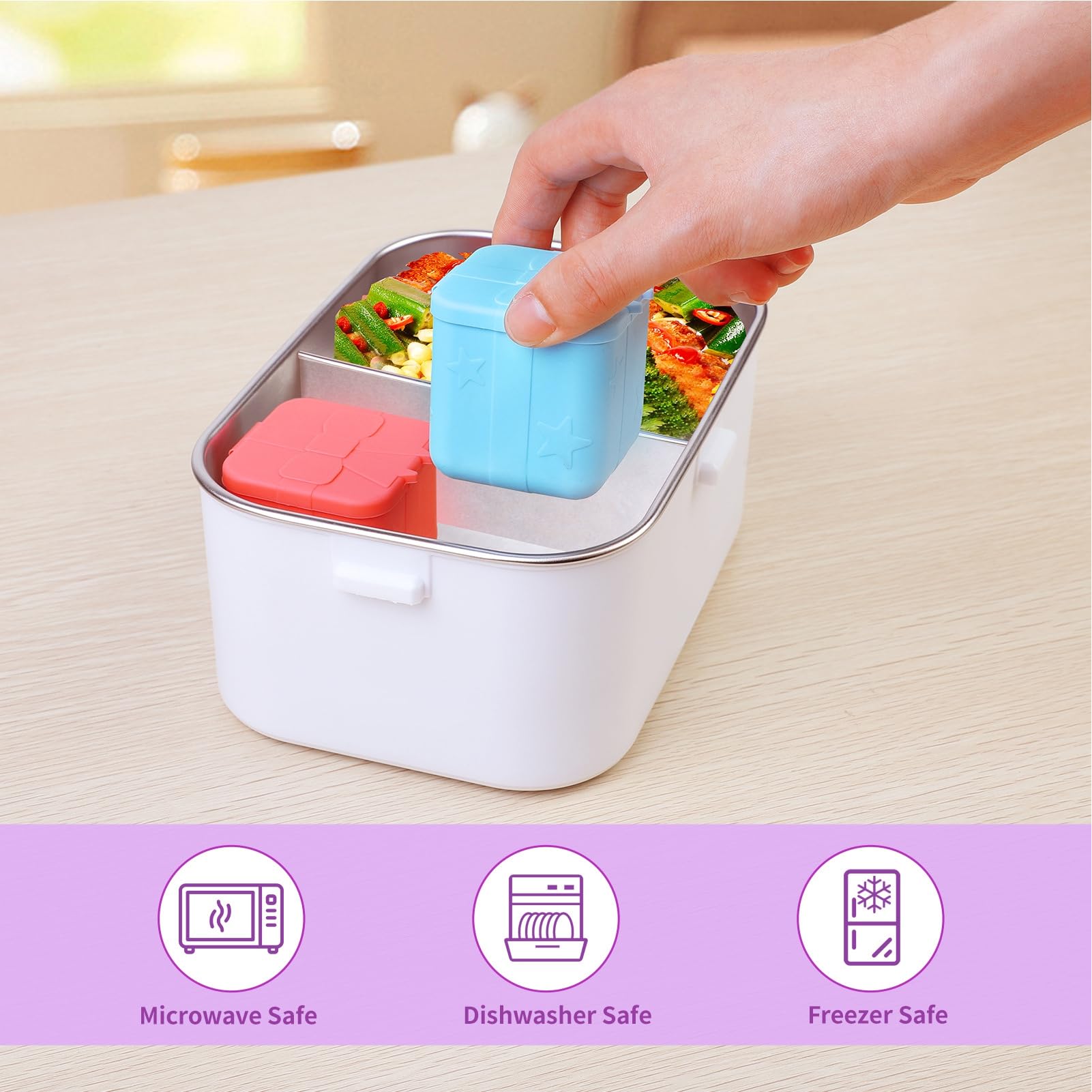 jyibinee 130ml 1/4PCS Food Storage Container, Silicone Snack Cups with Leak-Proof Design Flower Pattern Portable Food Container Reusable Sauce Holder for Home Light Green