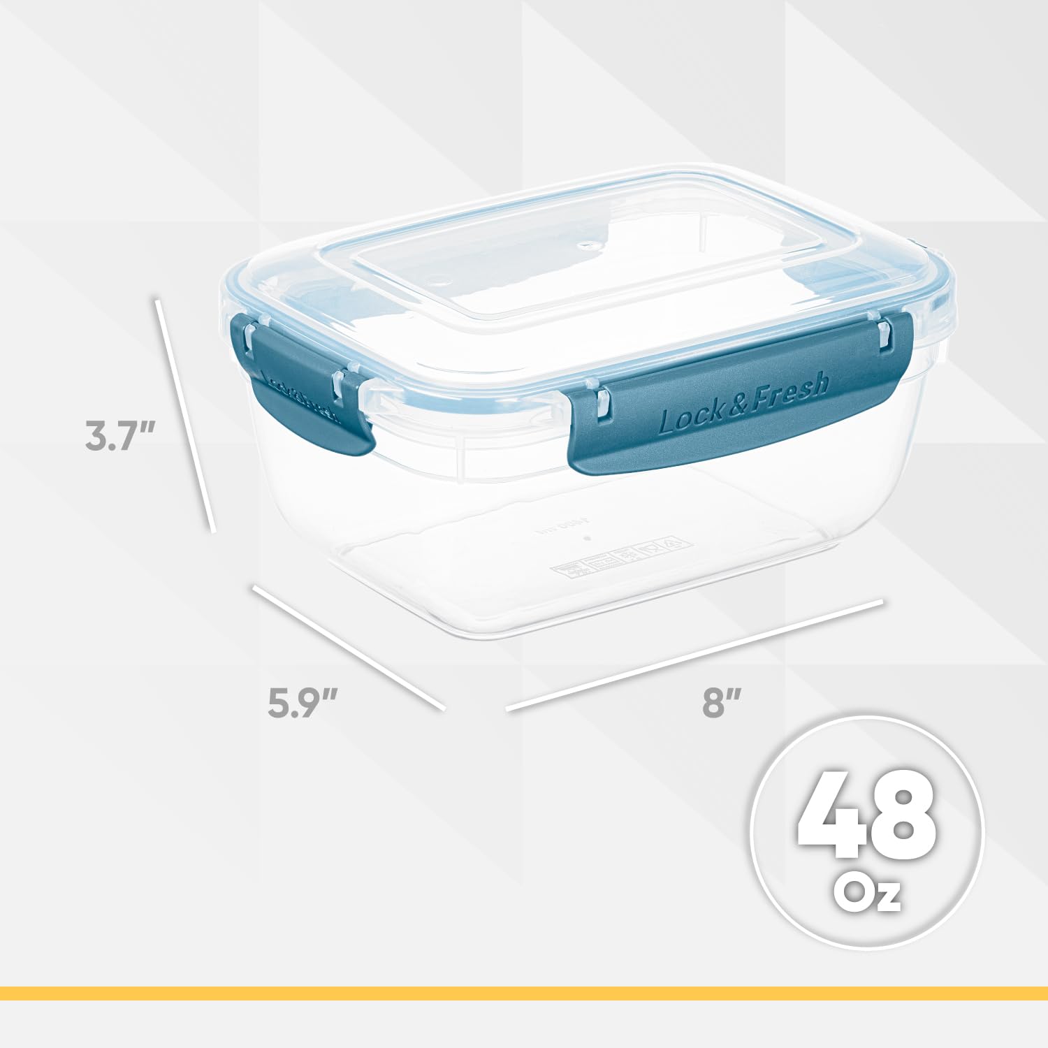 Superio Plastic Food Storage Container with Airtight Lid- 48 Oz, BPA Free, Leakproof, Stackable, Microwave, Dishwasher and Freezer Safe, Blue
