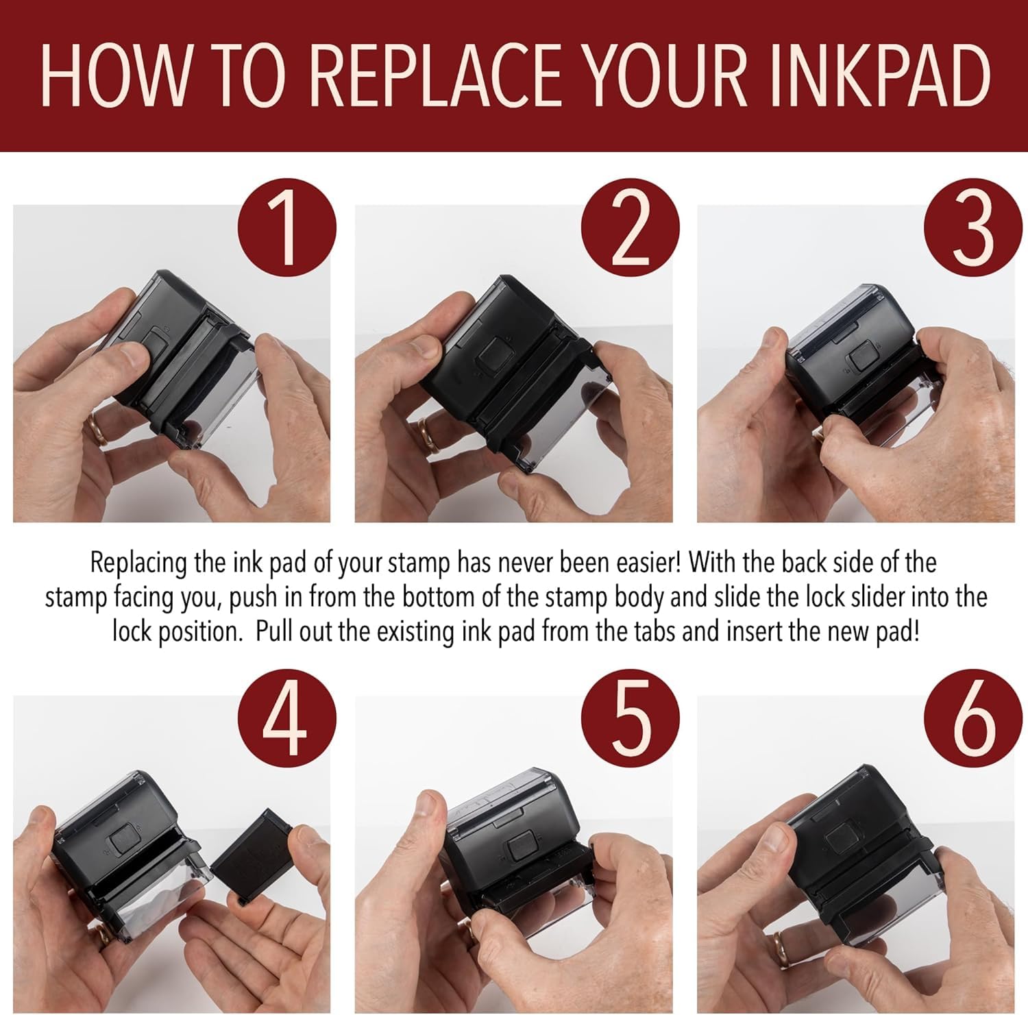 Custom Address Stamp - 5 Font Options - 3 Line Self-Inking Address Stamp - Up to 3 Lines of Customized Text | Multiple Ink Color Options
